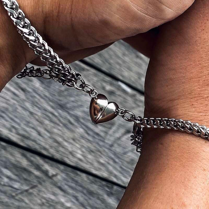 Silver magnetic couple bracelets store